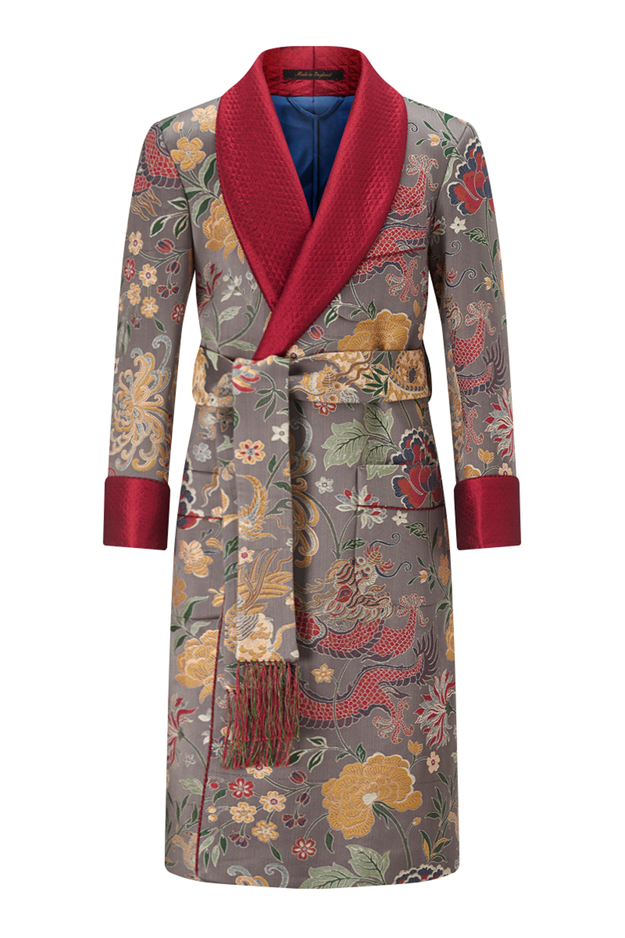 Grey Emperors Dragon Lined Cotton Dressing Gown – New and Lingwood